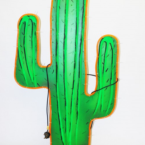 Large Cactus (6ft / Wooden With Lights) - Theme Prop Hire