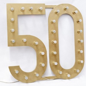 Large Number 50 (with bulbs) | Theme Prop Hire