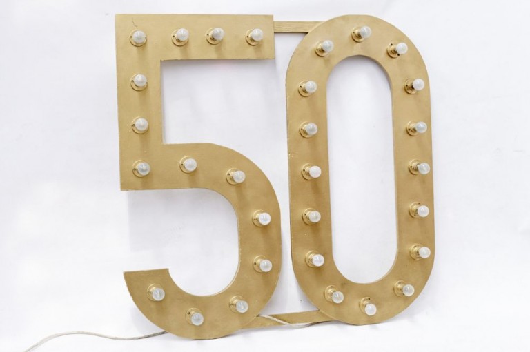 Large Number 50 (with bulbs / on stand) - 1.2m High x 1.25m Wide ...